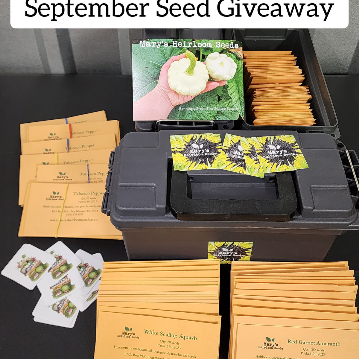 September 2023 Mary's Heirloom Seeds Giveaway